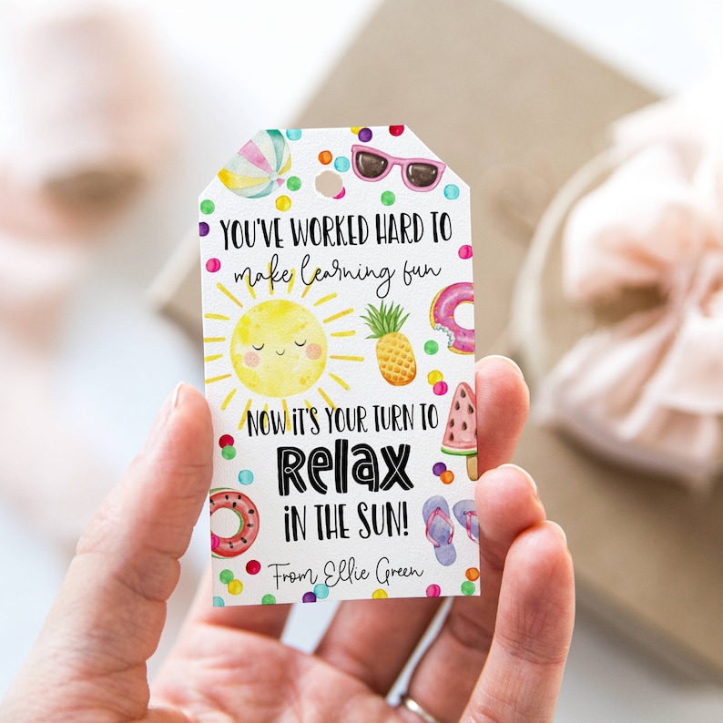 Summer Teacher Appreciation Gift Tag Template Printable Your - Etsy