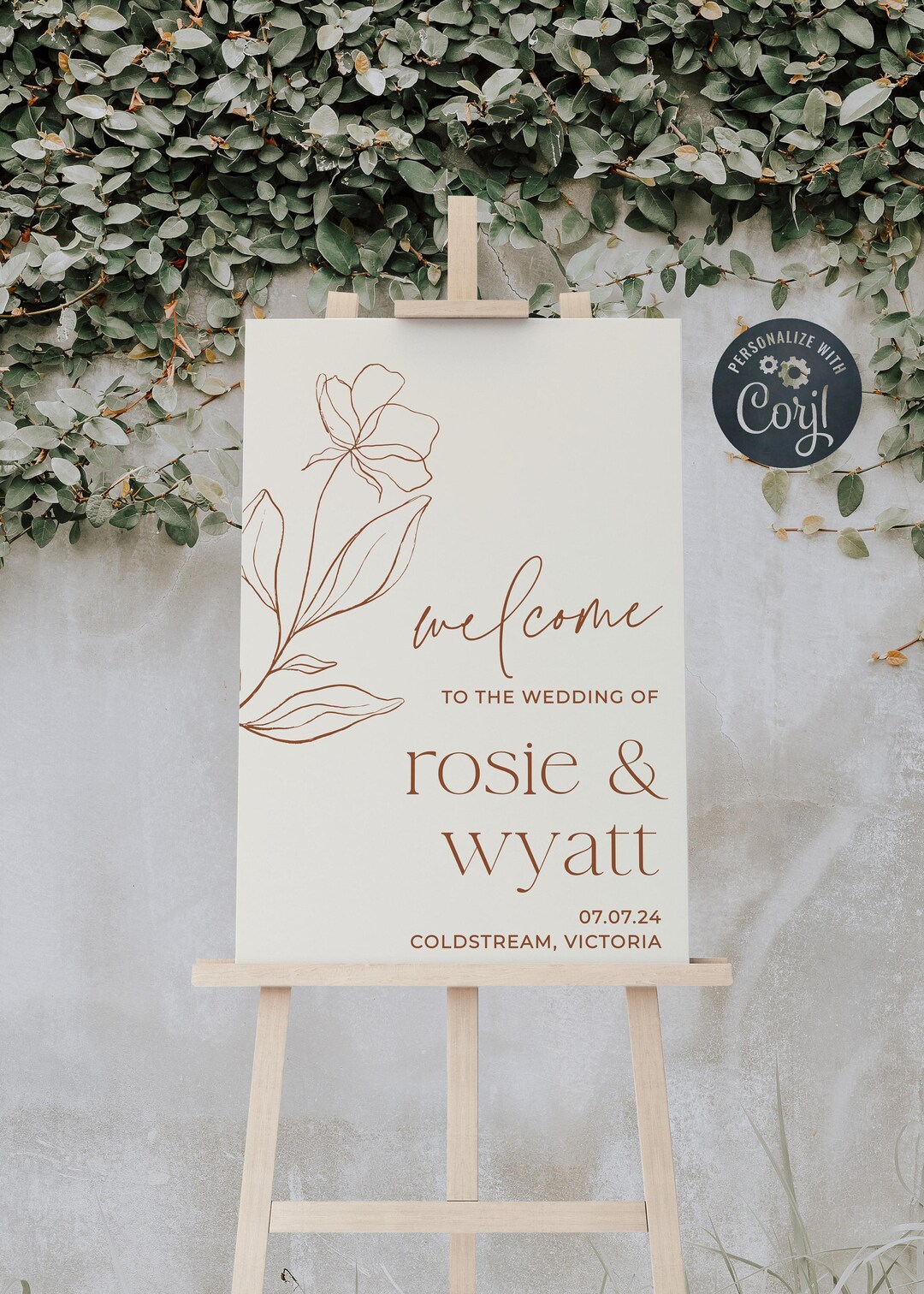 Beige Terracotta Wedding Welcome Sign Template, Printable Boho Desert ...
