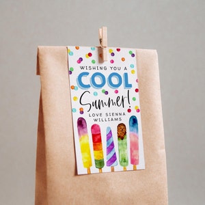 Ice Pops Gift Tag Template, Printable End of School Favor Tag, Editable ...