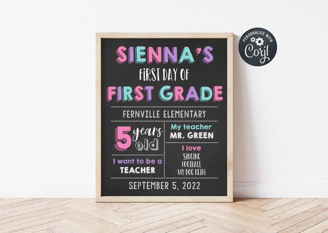 Editable First Day of School Sign Template Printable First | Etsy