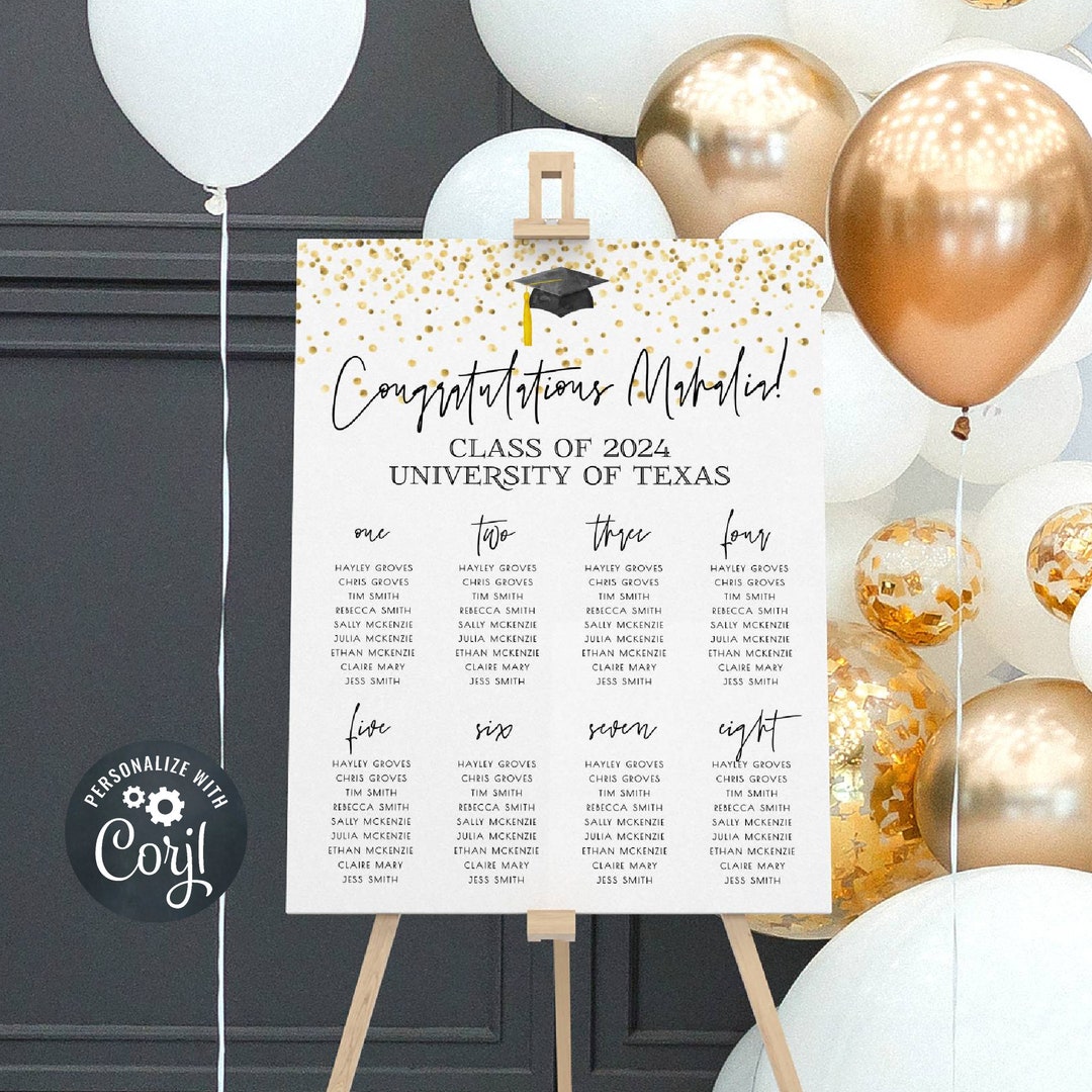 Graduation Seating Chart Template, Printable Congratulations Graduate ...