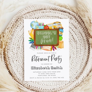 Teacher Retirement Party Invitation Template, Printable School's Out ...