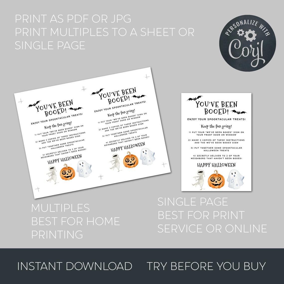 Editable Halloween You've Been Booed Sign Template, Printable We've ...