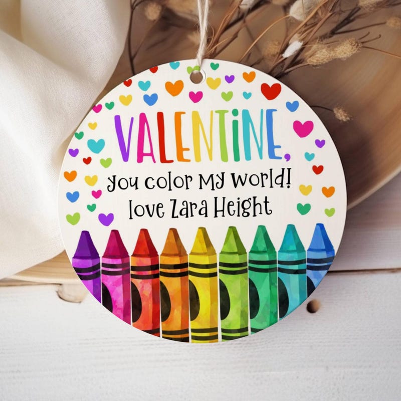 Crayon Sticker Valentines - Etsy