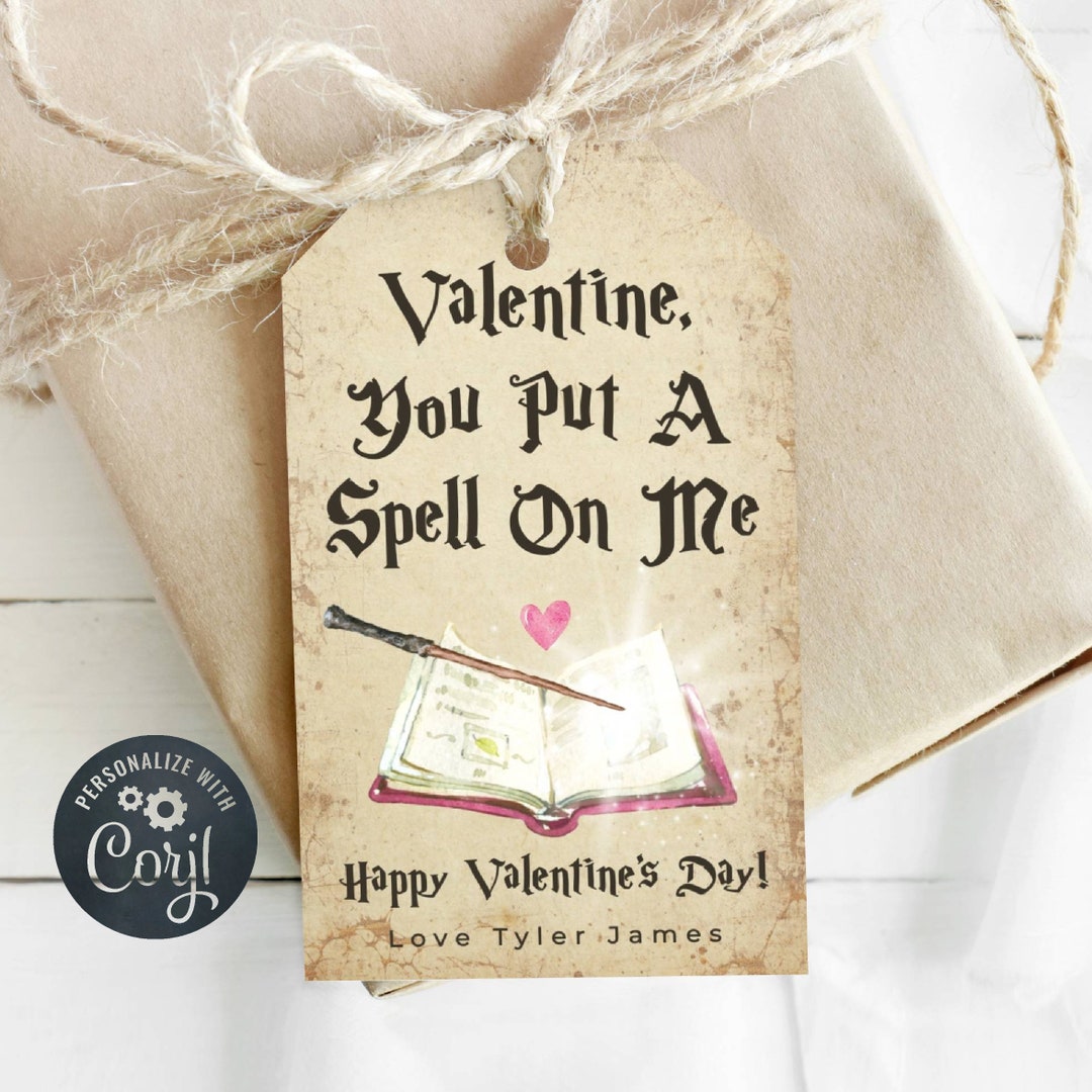 Wizard Valentine's Day Gift Tag Template, Printable You Put A Spell on ...