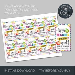 Happy Teacher Appreciation Week Gift Tag Template, Printable Thank You ...