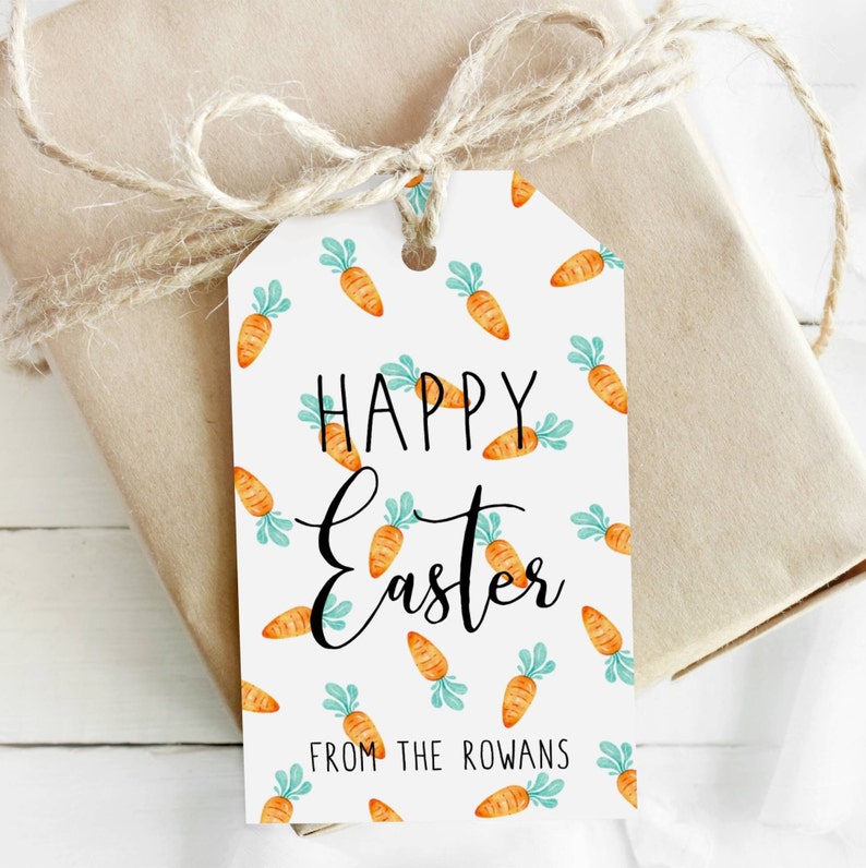 Happy Easter Gift Tag Template Printable Carrots Easter - Etsy