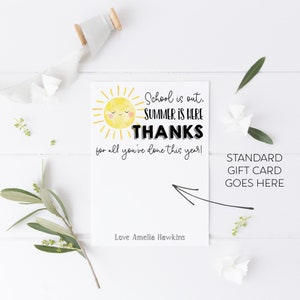 End of Year Teacher Gift Card Holder Template, Printable School's Out ...