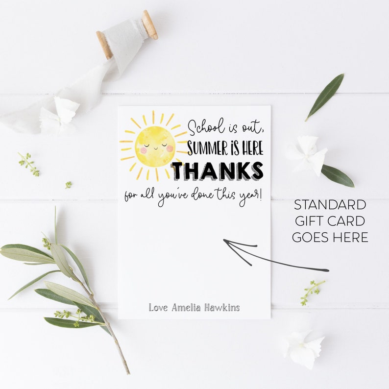 End of Year Teacher Gift Card Holder Template, Printable School's Out ...