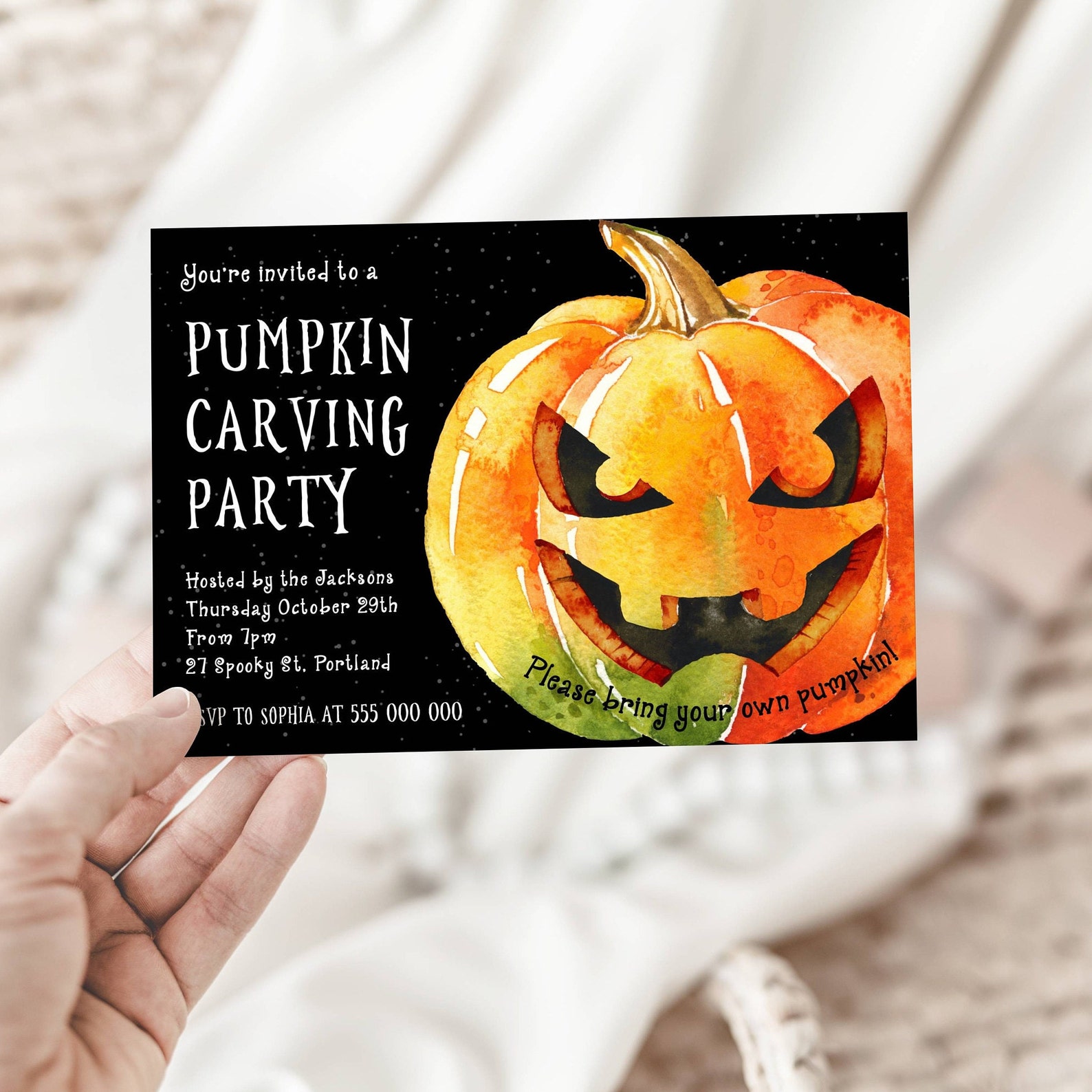 Pumpkin Carving Party Invitation Template Printable Halloween - Etsy