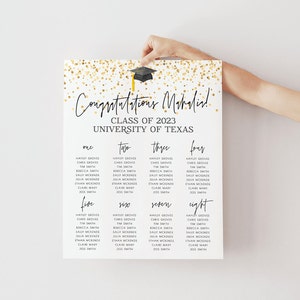 Graduation Seating Chart Template, Printable Congratulations Graduate ...
