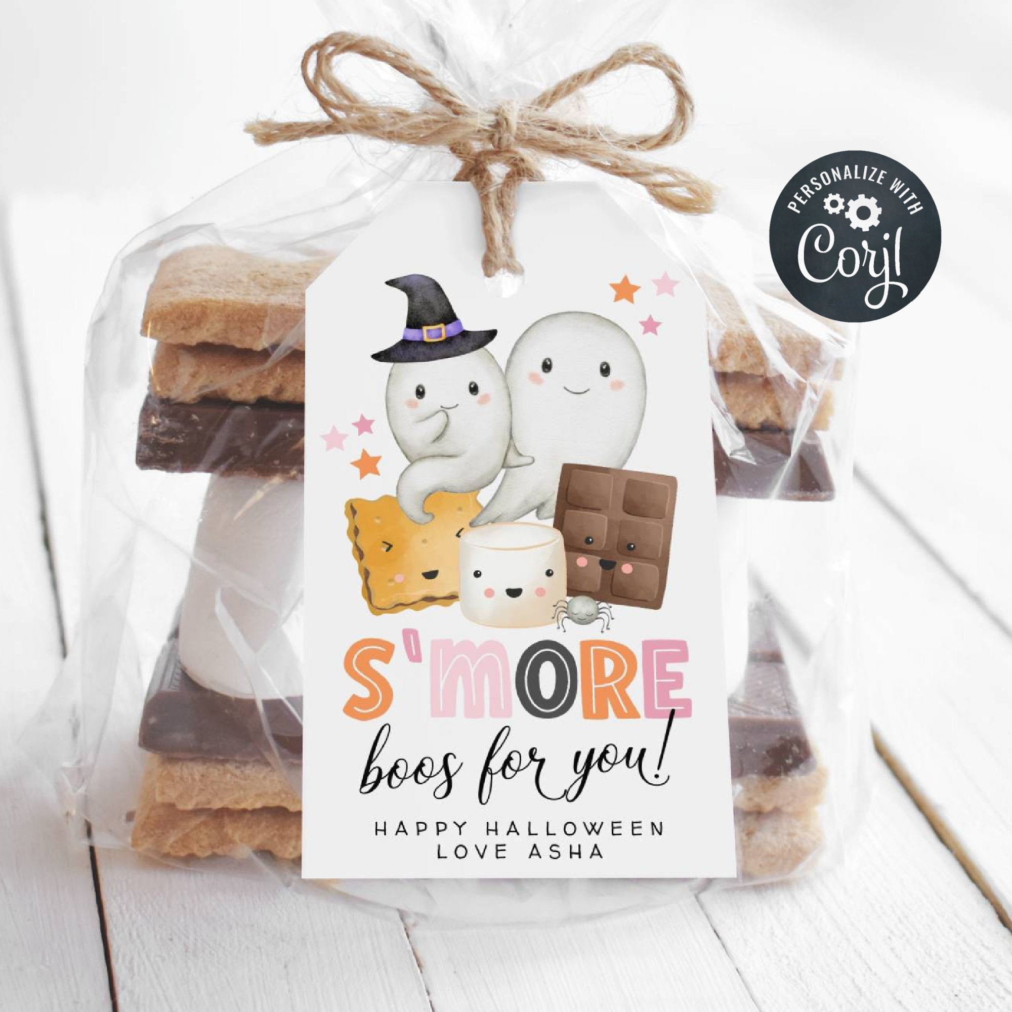 Halloween S'more Boos for You Gift Tag Template, Printable Ghost Smores ...