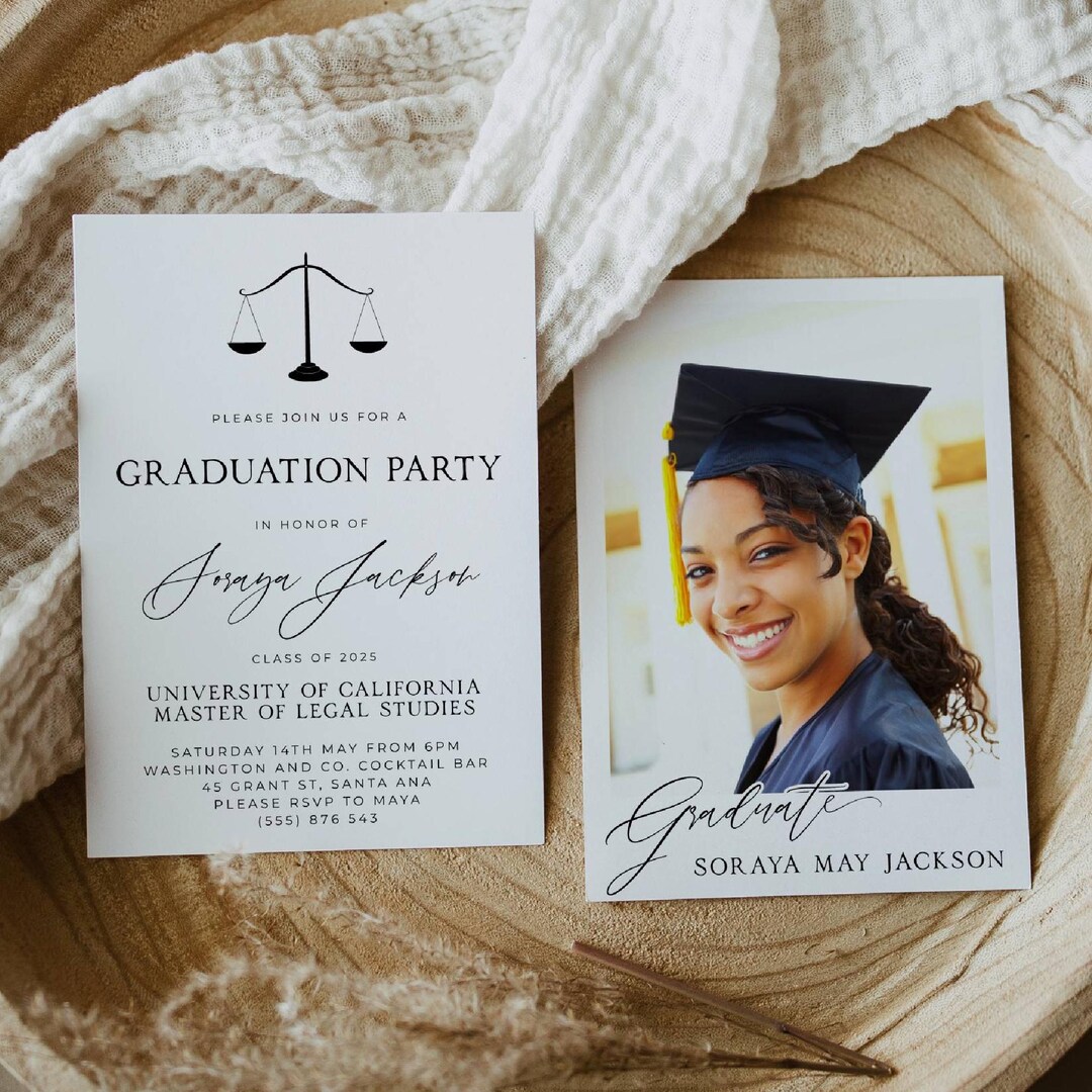 Law School Graduation Party Invitation Template, Printable Justice ...