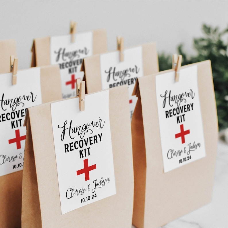 Hangover Recovery Kit Favor Tag Template Printable Minimal - Etsy