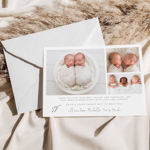 Twin Babies Twice the Love Birth Announcement Template, Printable ...