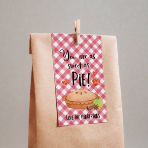 Printable Pie Gift Tag Template, Editable You Are as Sweet as Pie Favor ...