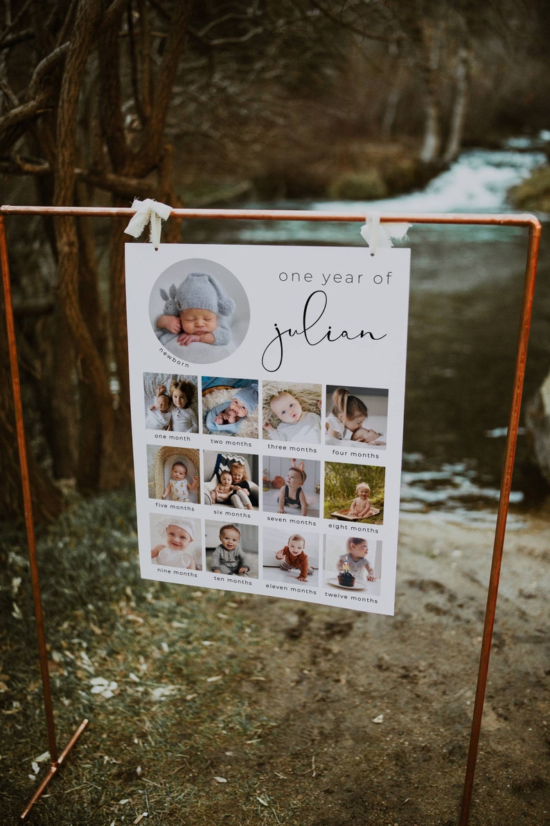 Printable One Year of Photo Poster Template Modern 1st - Etsy