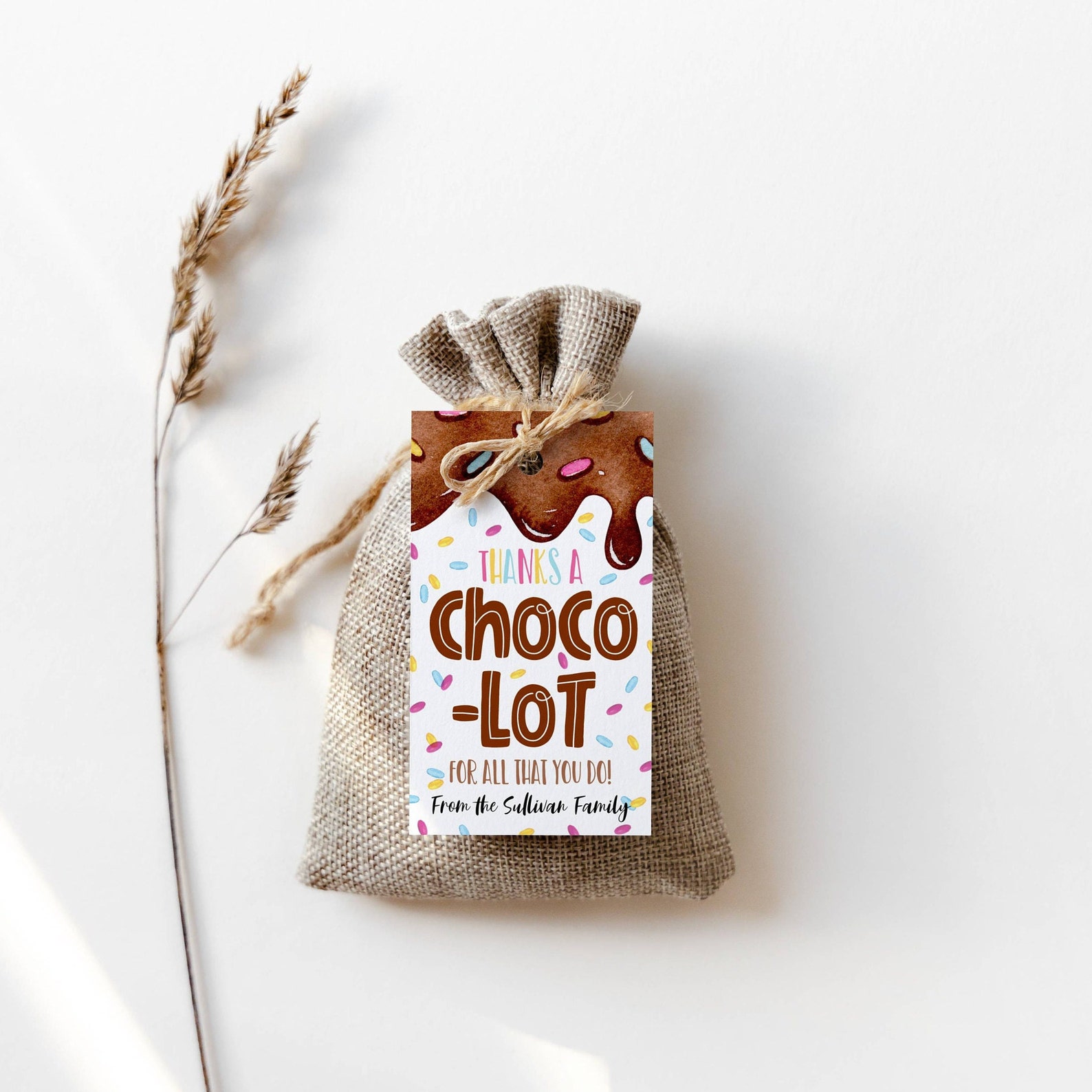 Chocolate Gift Tag Template Thanks A Choco-lot Printable - Etsy