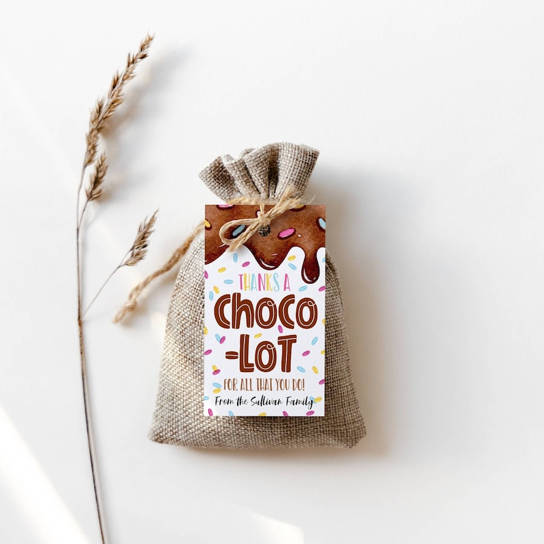Chocolate Gift Tag Template Thanks A Choco-lot Printable - Etsy