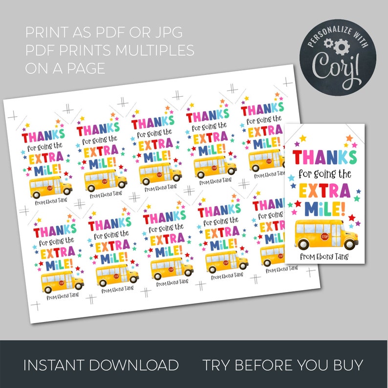 Editable Bus Driver Appreciation Gift Tag Template Printable - Etsy