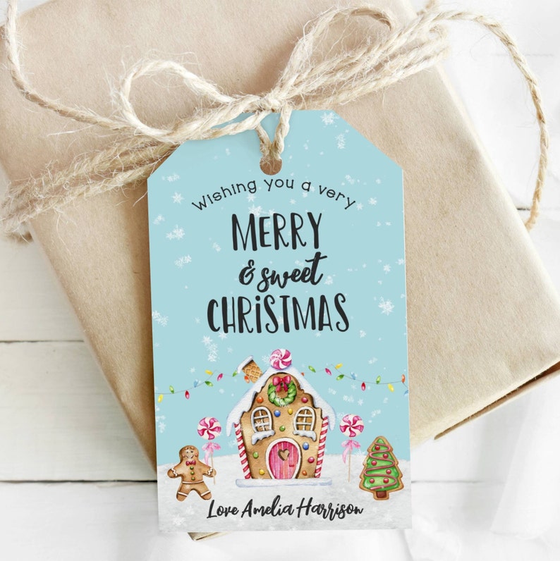 Gingerbread House Gift Tag Template Printable Holiday Favor - Etsy
