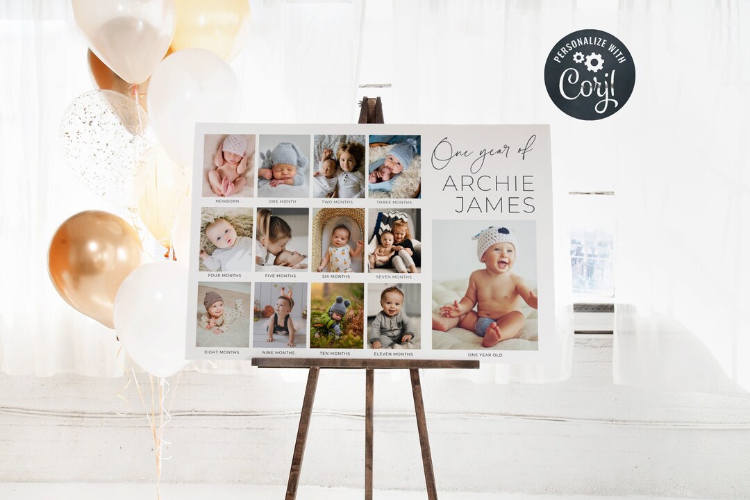 Horizontal Baby's First Year Poster Template Printable - Etsy