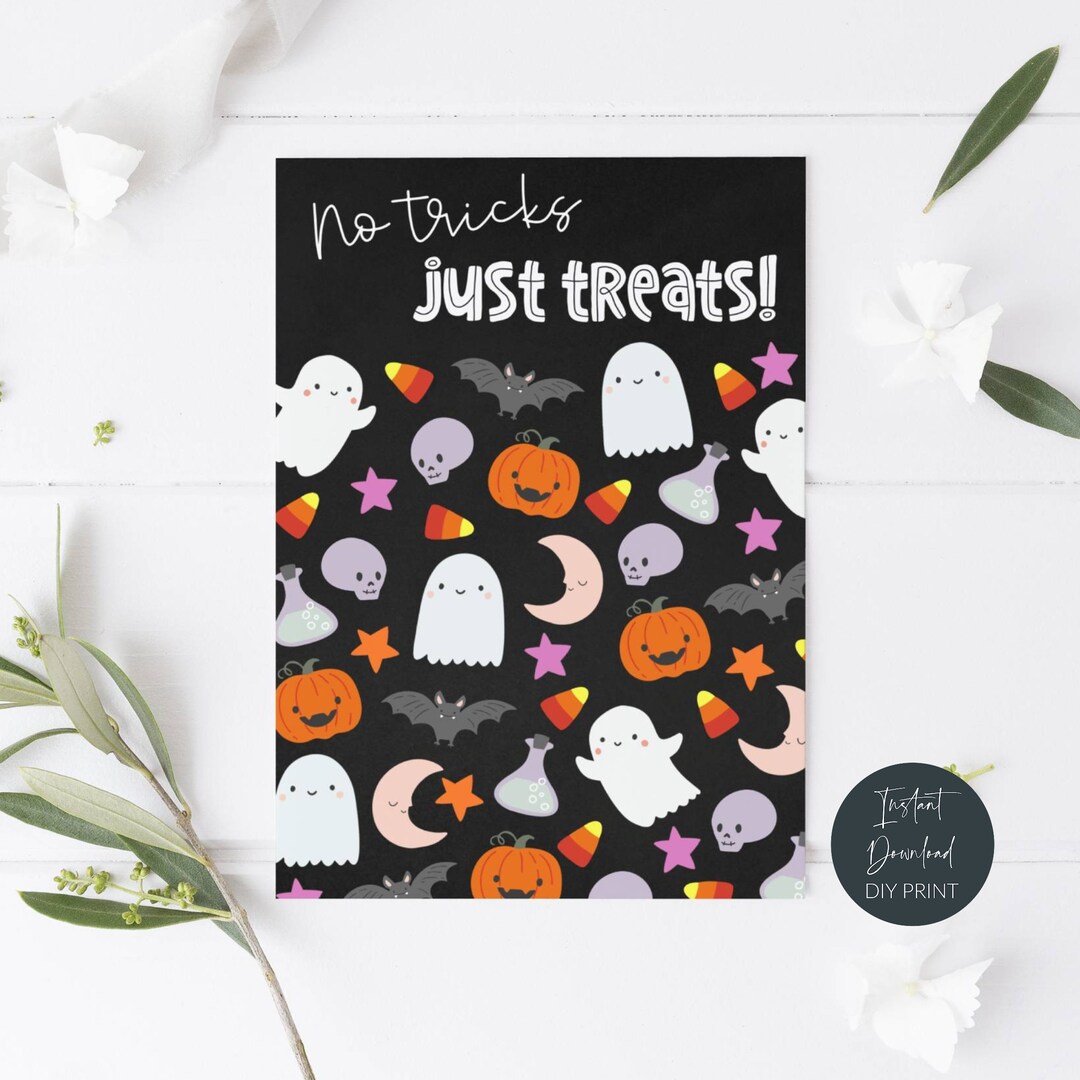Printable Halloween Mini Cookie Card, Cute Ghosts Bats Pumpkins Cookie ...