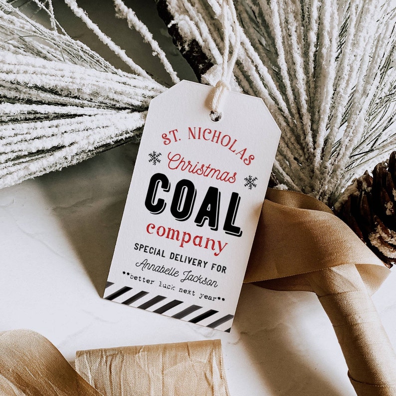 Editable Coal Christmas Gift Tag Template, Printable Christmas Coal ...