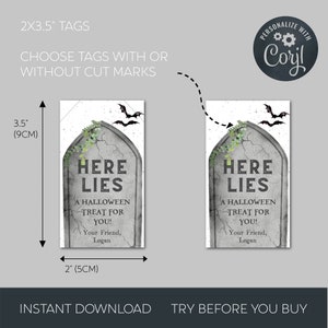 Tombstone Halloween Gift Tag Template, Printable Gravestone Halloween ...