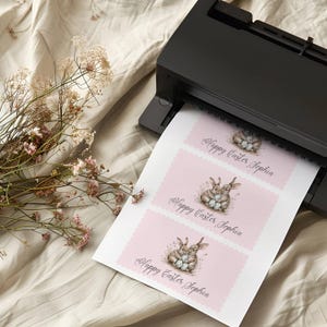 Easter Bunnies Gable Box Label Template, Printable Easter Treat Box ...