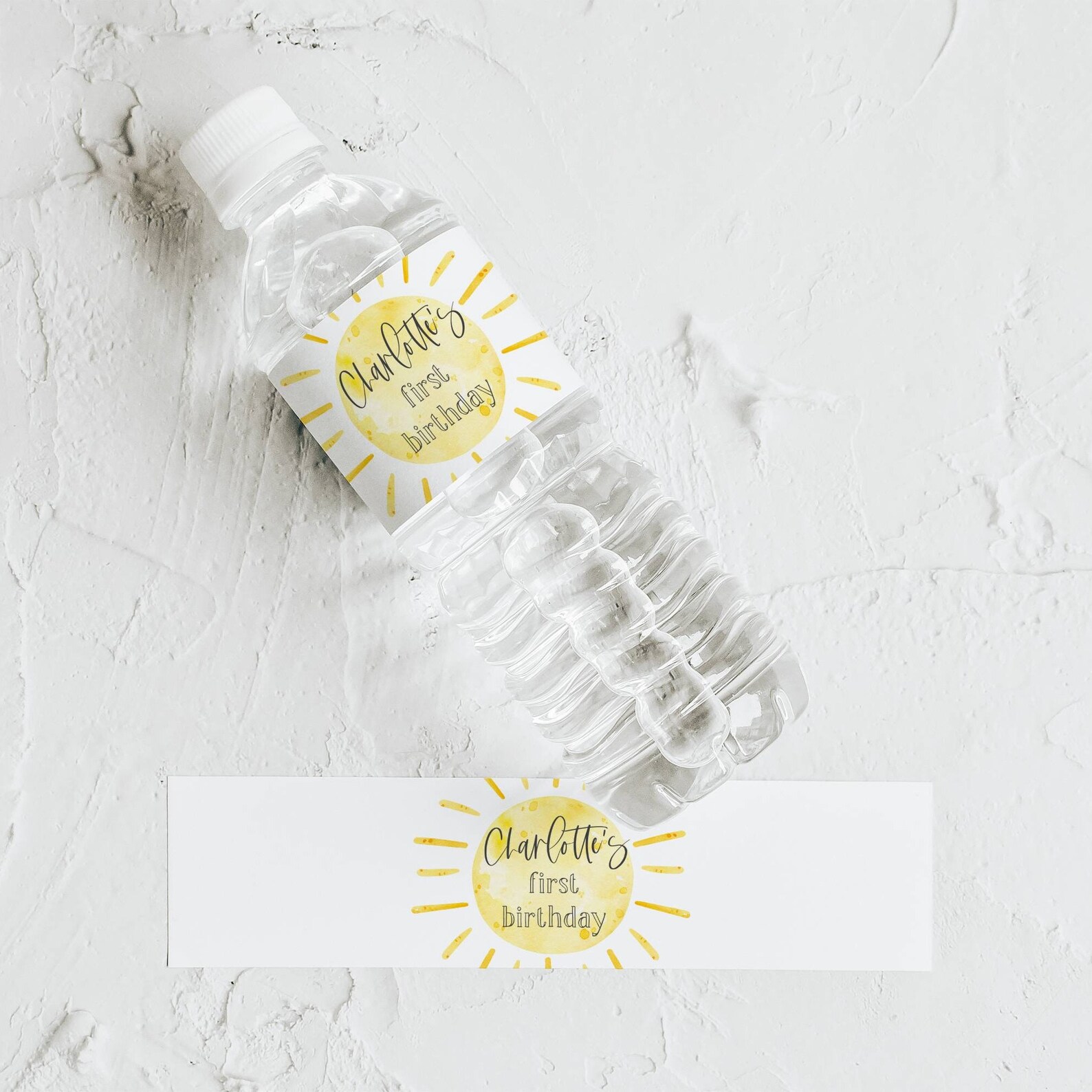Sunshine Birthday Water Bottle Label Template, Printable First Trip ...
