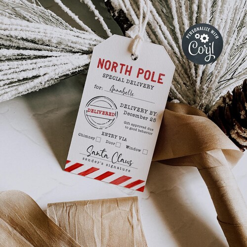 EDITABLE North Pole Delivery Tags Santa Gift Tags - Etsy