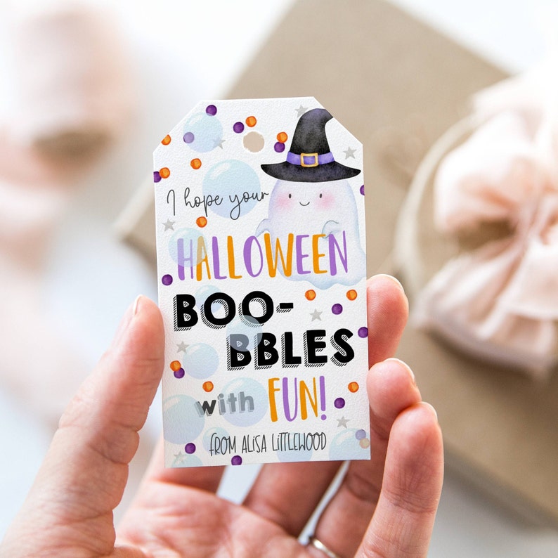 Halloween Bubbles Gift Tag Template, Printable Boo-bbles Favor Tags ...