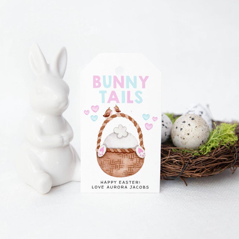 Easter Bunny Tails Gift Tag Template, Printable Easter Basket Favor ...