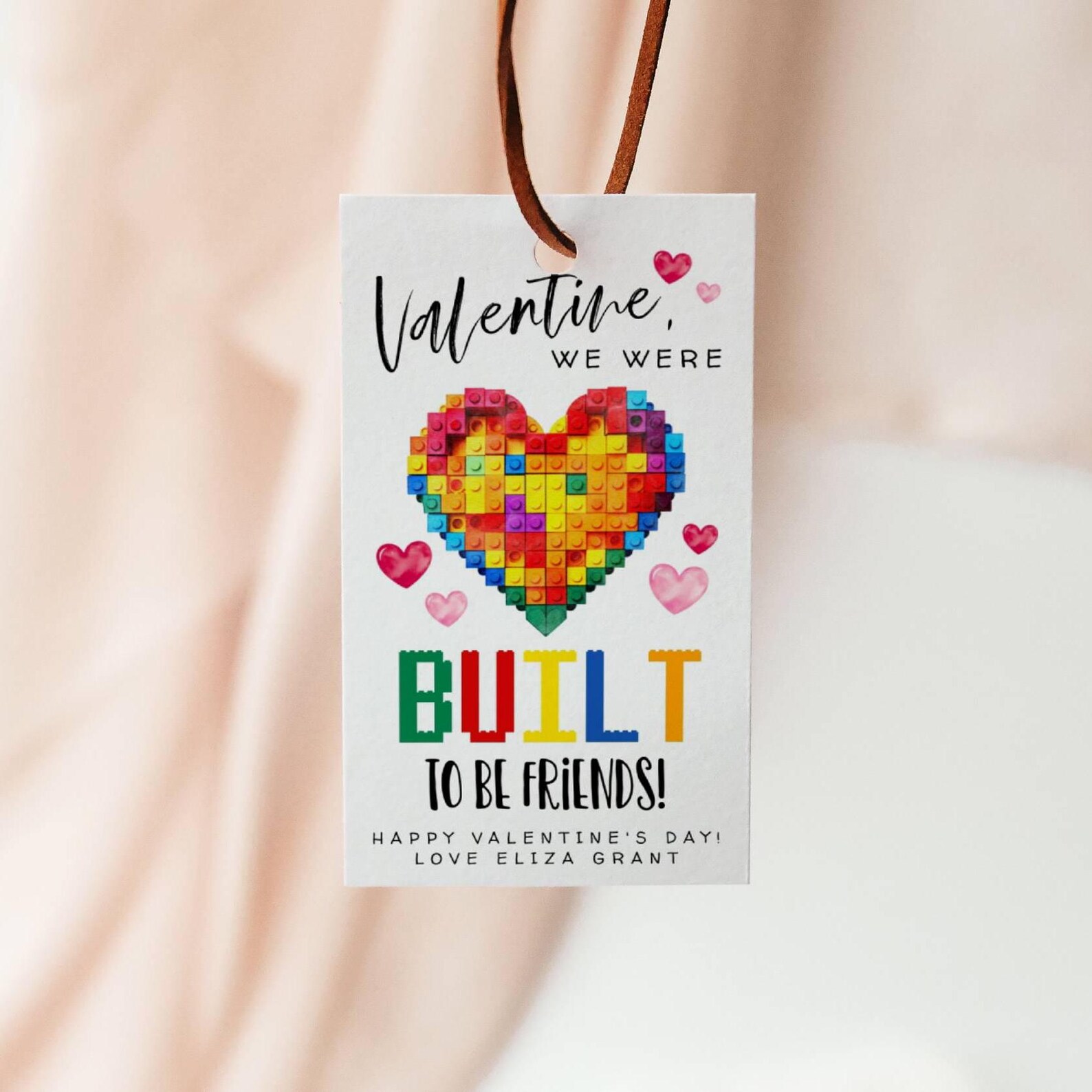 Built to Be Friends Valentine Gift Tag Template, Printable Building ...