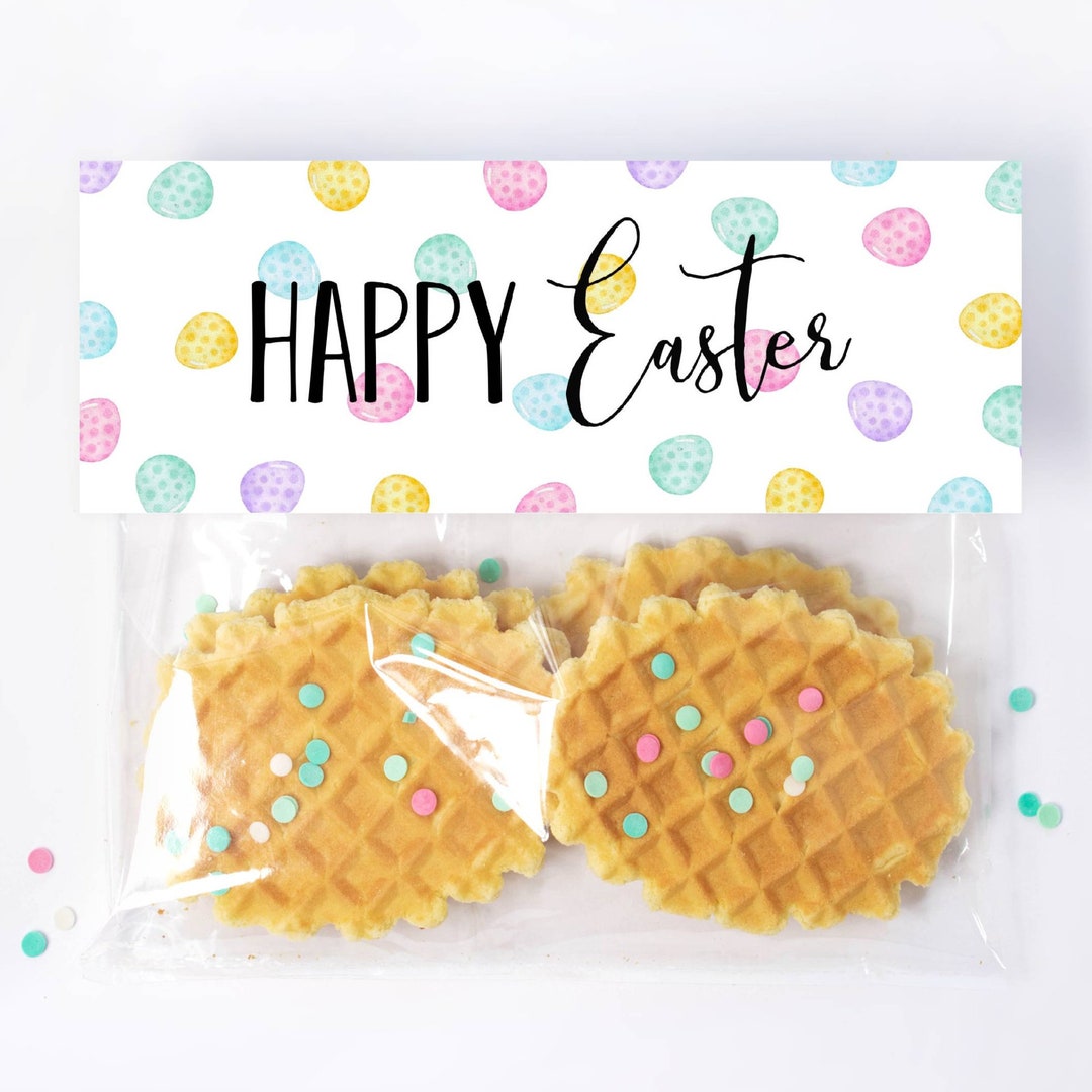 Printable Easter Treat Bag Toppers, Happy Easter Bunny Eggs Bag Topper ...