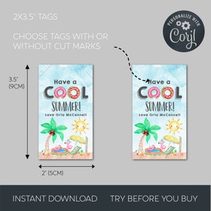 Have A Cool Summer Gift Tag Template, Printable End of School Favor Tag ...