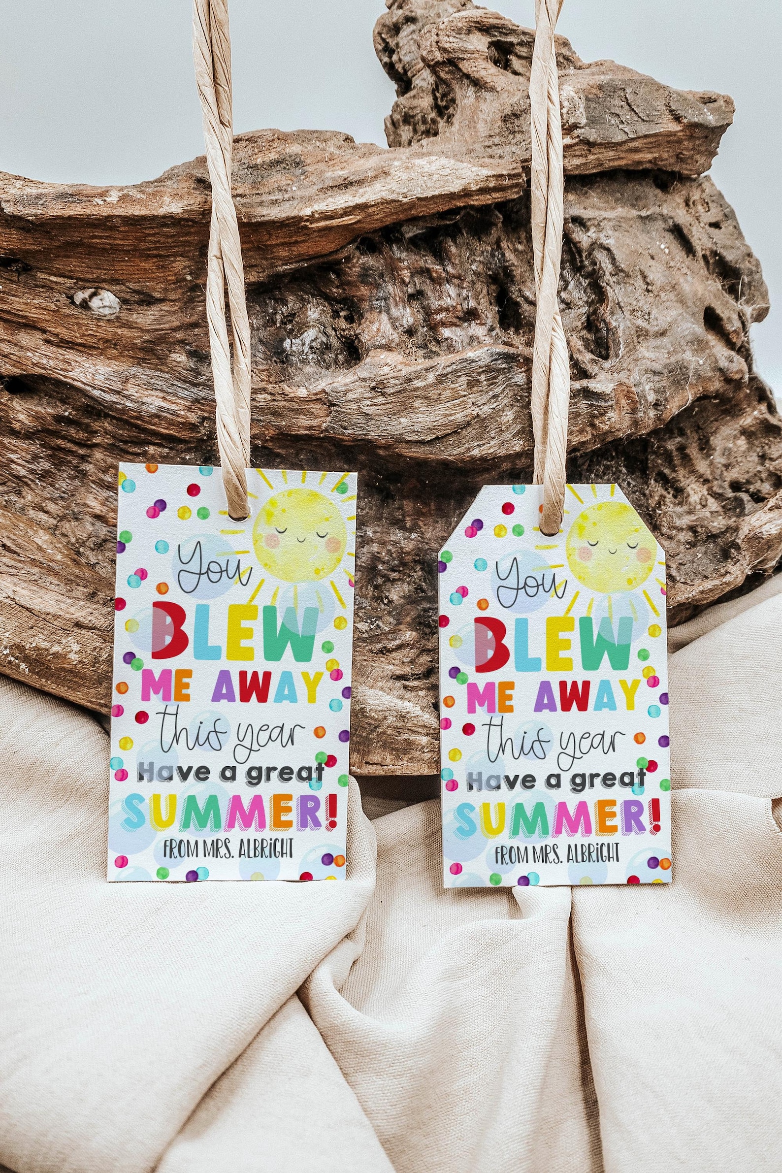 You Blew Me Away Gift Tag Template, Printable End of School Year Tags ...