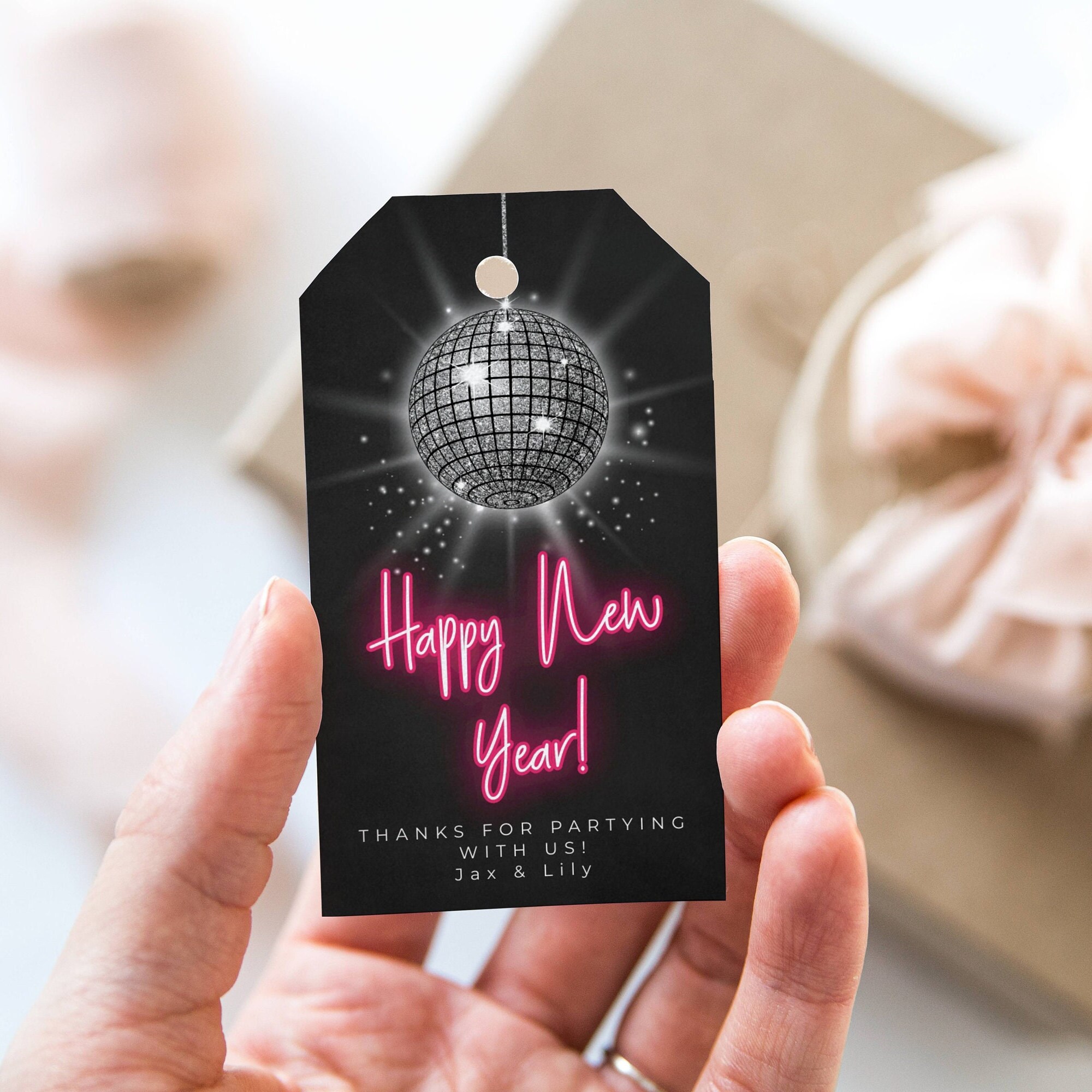 New Year's Eve Gift Tag Template Printable Disco Ball - Etsy