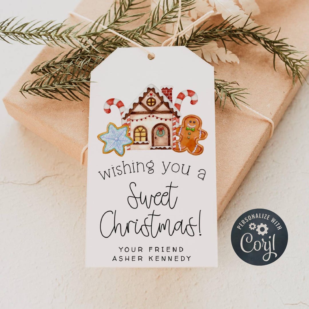 Sweet Christmas Gift Tag Template, Printable Holiday Favor Tag ...