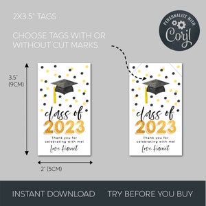 Graduation Class of 2025 Gift Tag Template, Printable Grad Party Favor ...