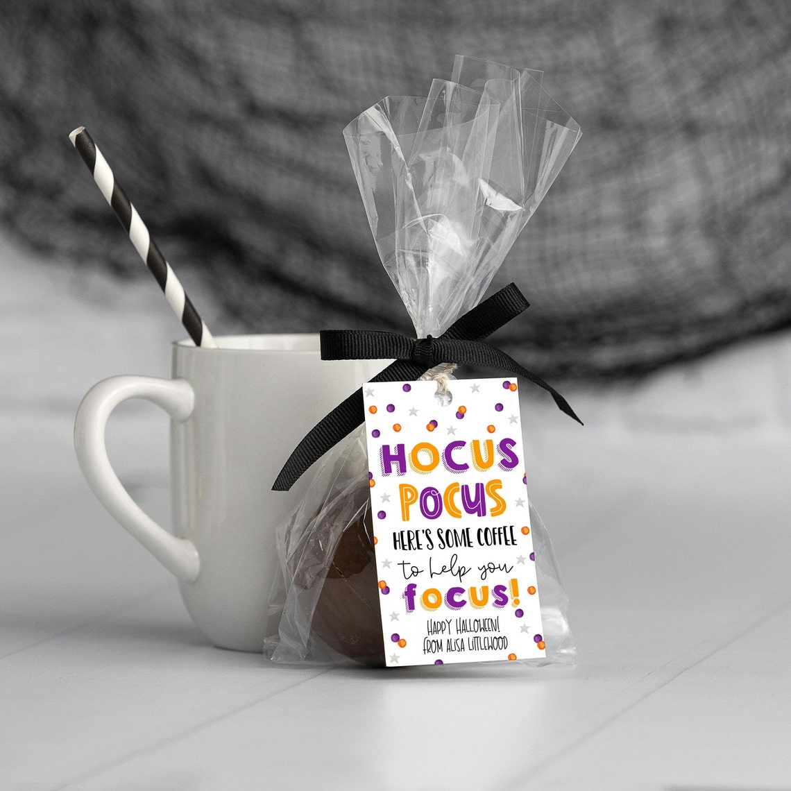 Halloween Coffee Gift Tag Template Printable Hocus Pocus - Etsy