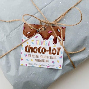 Chocolate Gift Tag Template, Printable Thanks A Choco-lot Square Favor ...