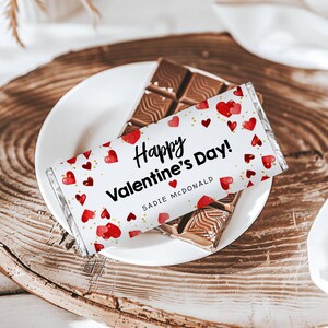 Valentine's Day Chocolate Bar Wrapper Template, Printable Hearts Candy ...