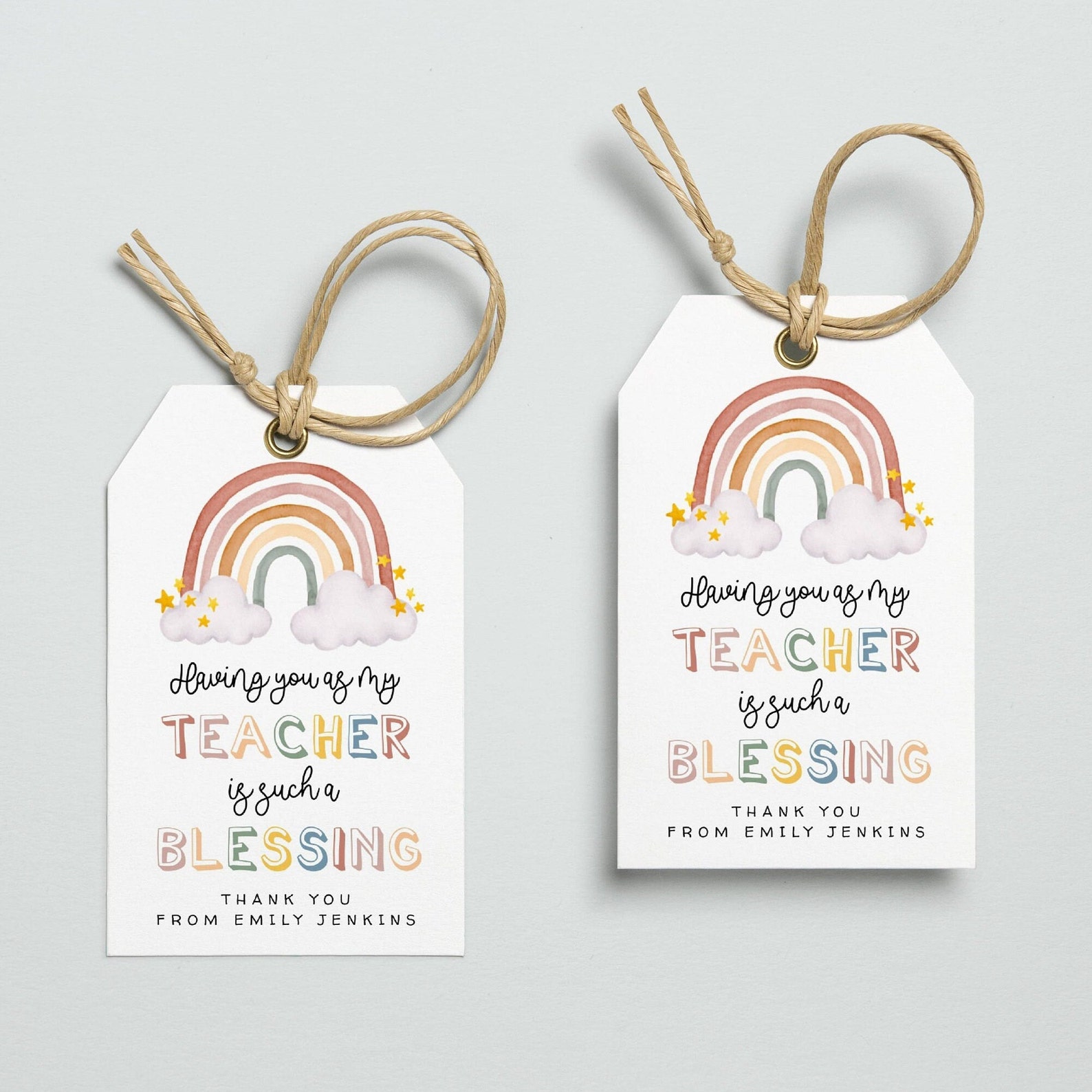 Printable Teacher Appreciation Gift Tag Template Boho Rainbow - Etsy