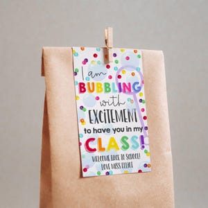 Back to School Bubbles Gift Tag Template, Printable Favors, Editable ...