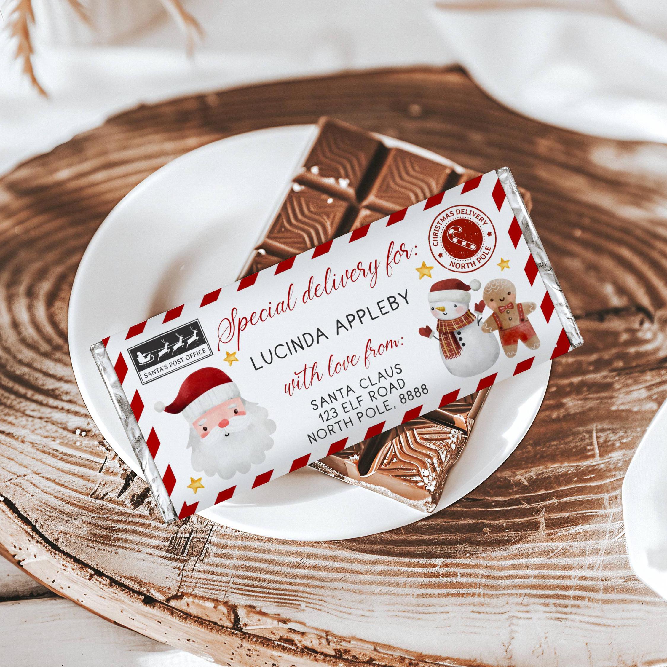 Christmas Chocolate Bar Wrapper Template, Printable Special Delivery ...