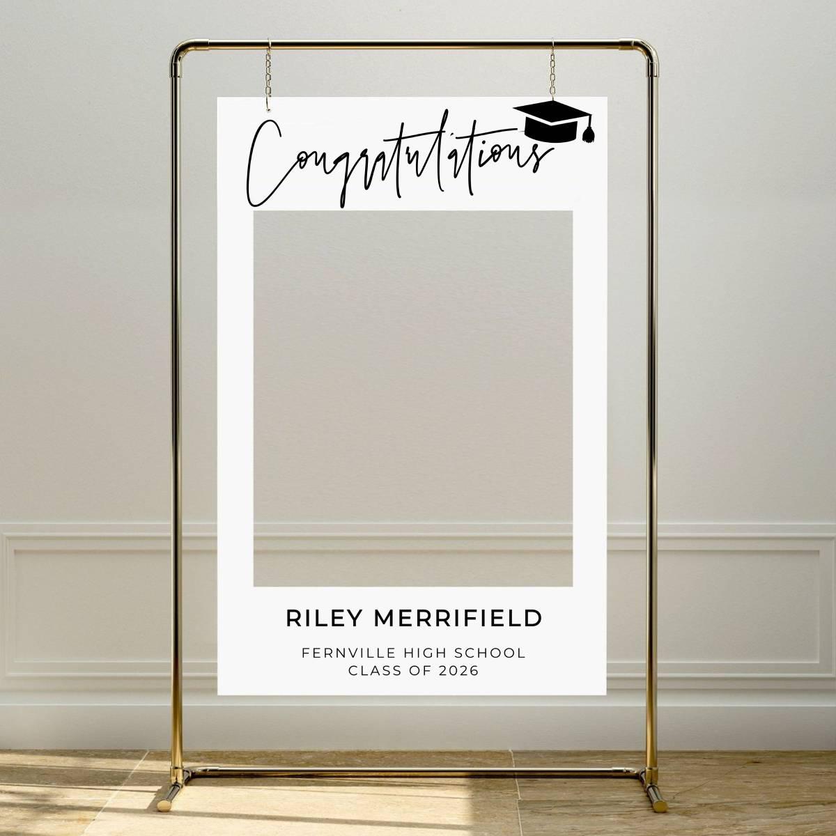 Modern Graduation Photo Prop Frame Template, Printable Grad Party Decor ...