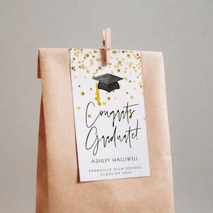 Graduation Thank You Favor Tag Template, Printable Confetti Modern Grad ...