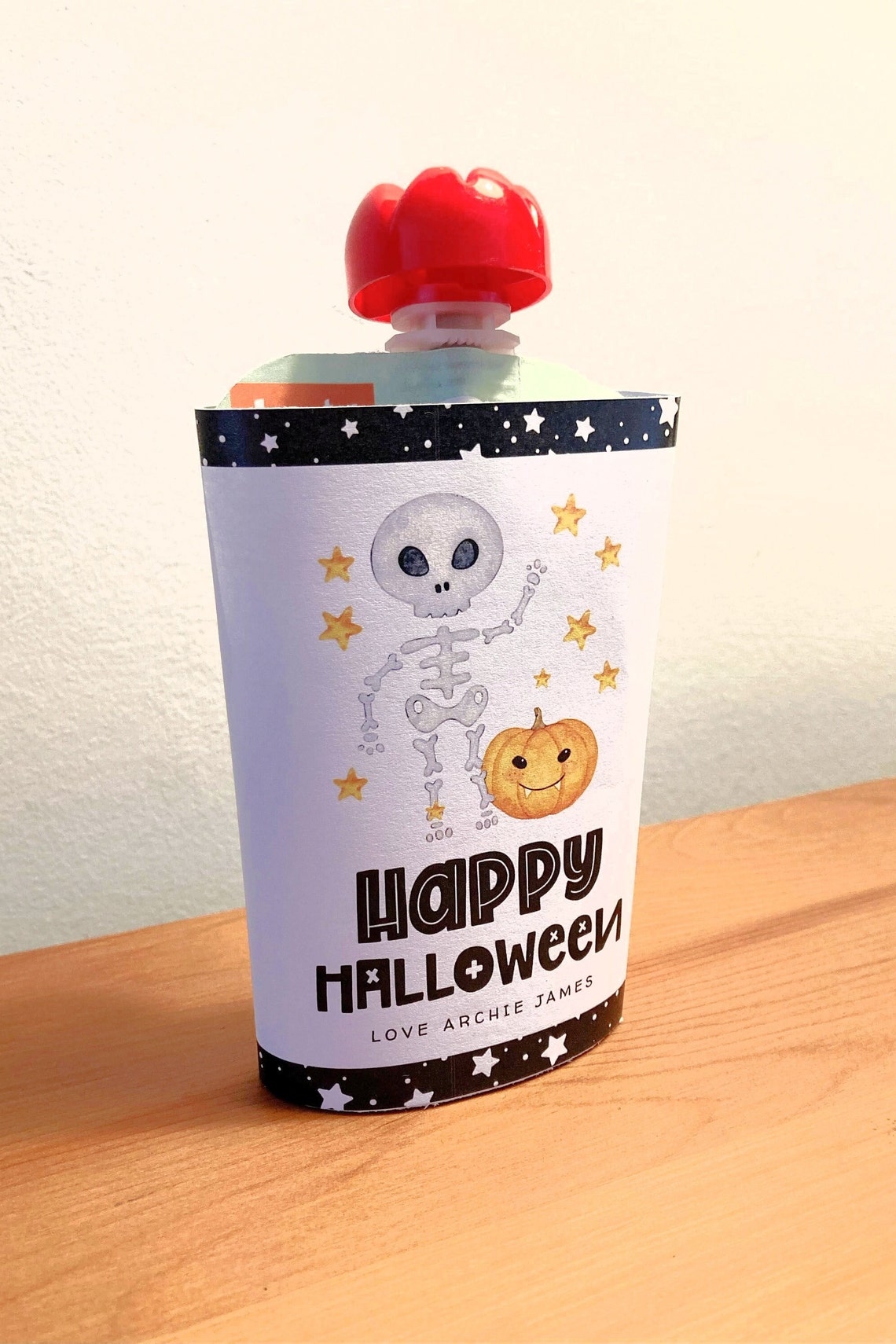 Printable Halloween Skeleton Pouch Wrapper Template, Cute Applesauce ...